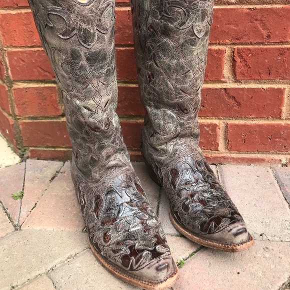 Corral | Shoes | Corral Tobacco Chocolate Inlay Boots | Poshmark